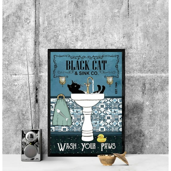 Black Cat Sink Co Wash Your Paws, Black Cat Home, Black Cat Lovers ...