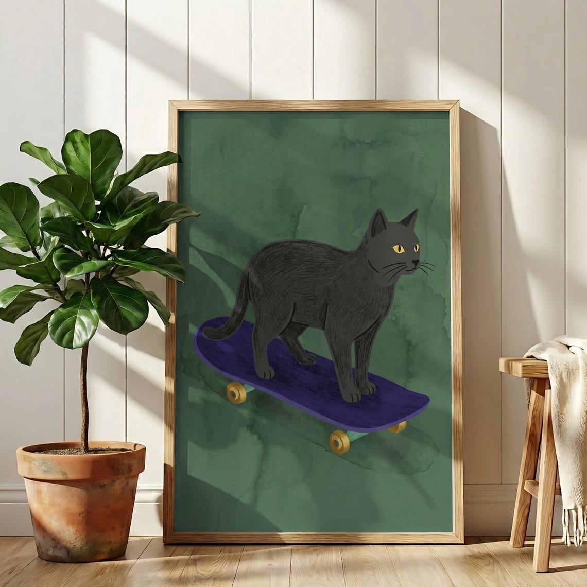 Black Cat Skateboard Skater Room Poster Unframed Paper Print - Walmart.com