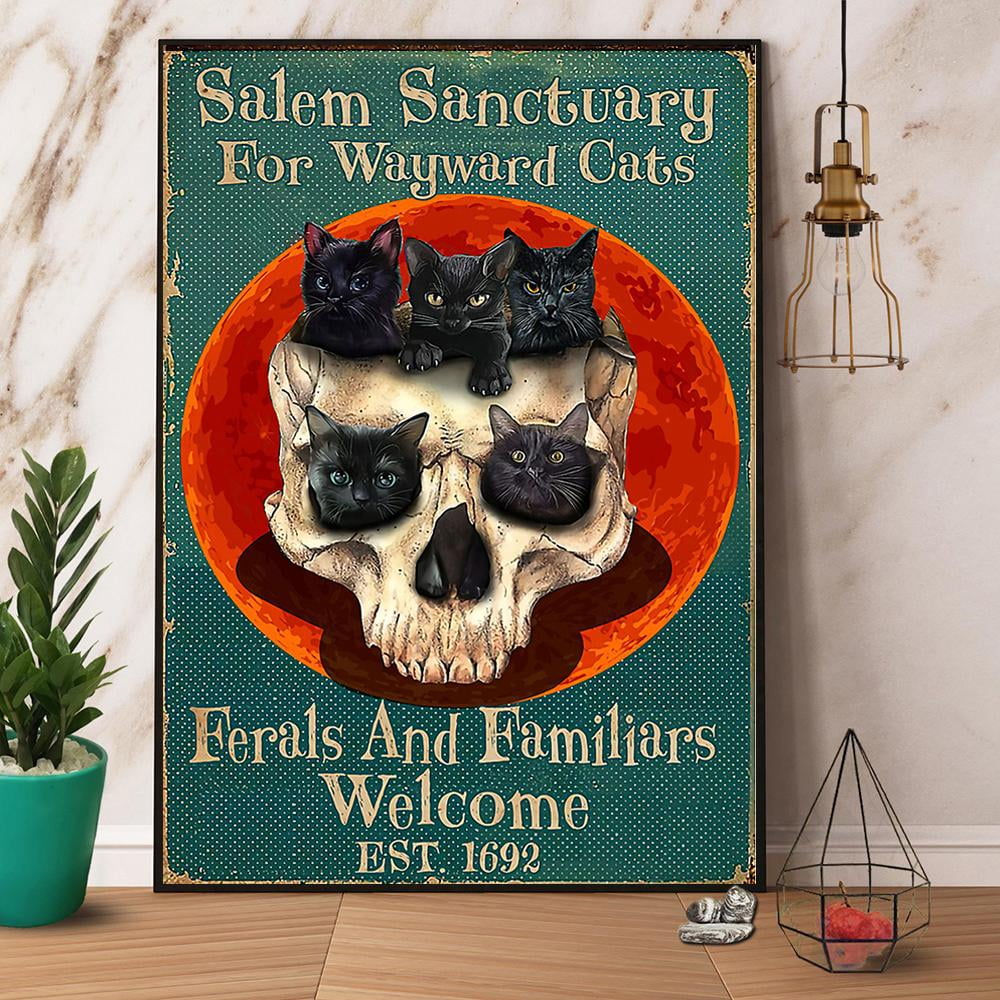 Black Cat Skull Salem Sanctuary For Wayward Cats Paper Poster No Frame ...