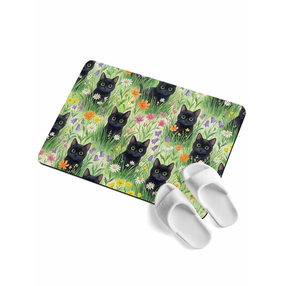 Black Cat Soft Diatomaceous Earth Mat, Orange Purple Yellow Pink Flower ...