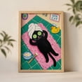 Black Cat Spa Day Colorful Bathroom Illustration with Cucumber Eyes ...