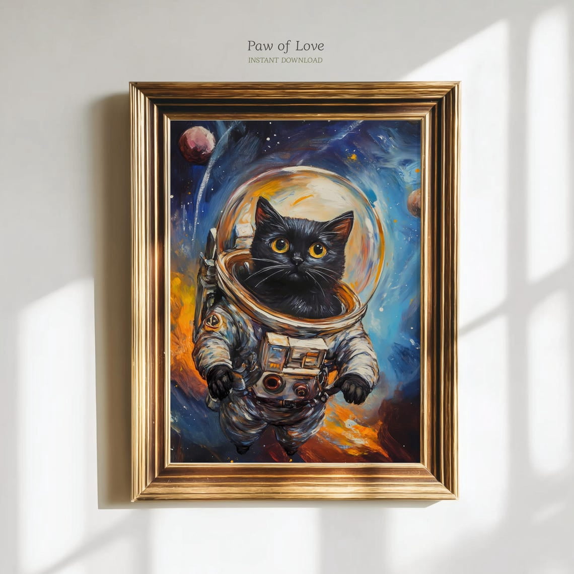 Black Cat Space Astronaut Futuristic Nursery Wall Decorable Sci fi Cat ...