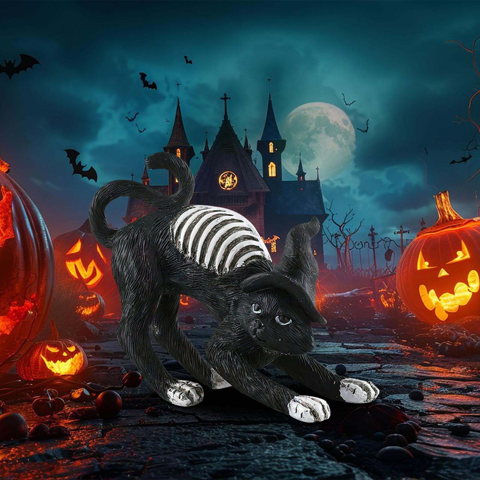 Black Cat & Spider Halloween Decor Set - Tabletop Centerpiece for ...