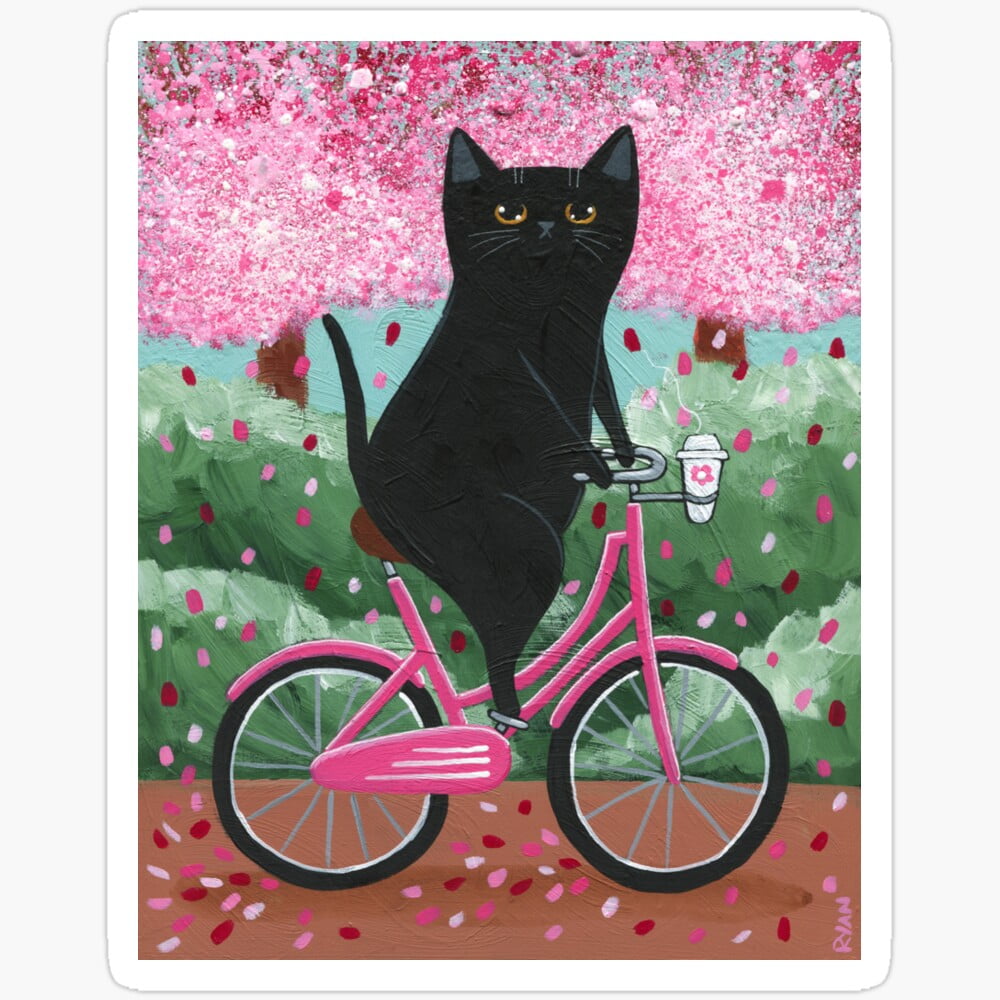 Black Cat Spring Bicycle Ride 2024 Sticker Phone Decal Water Bottle ...