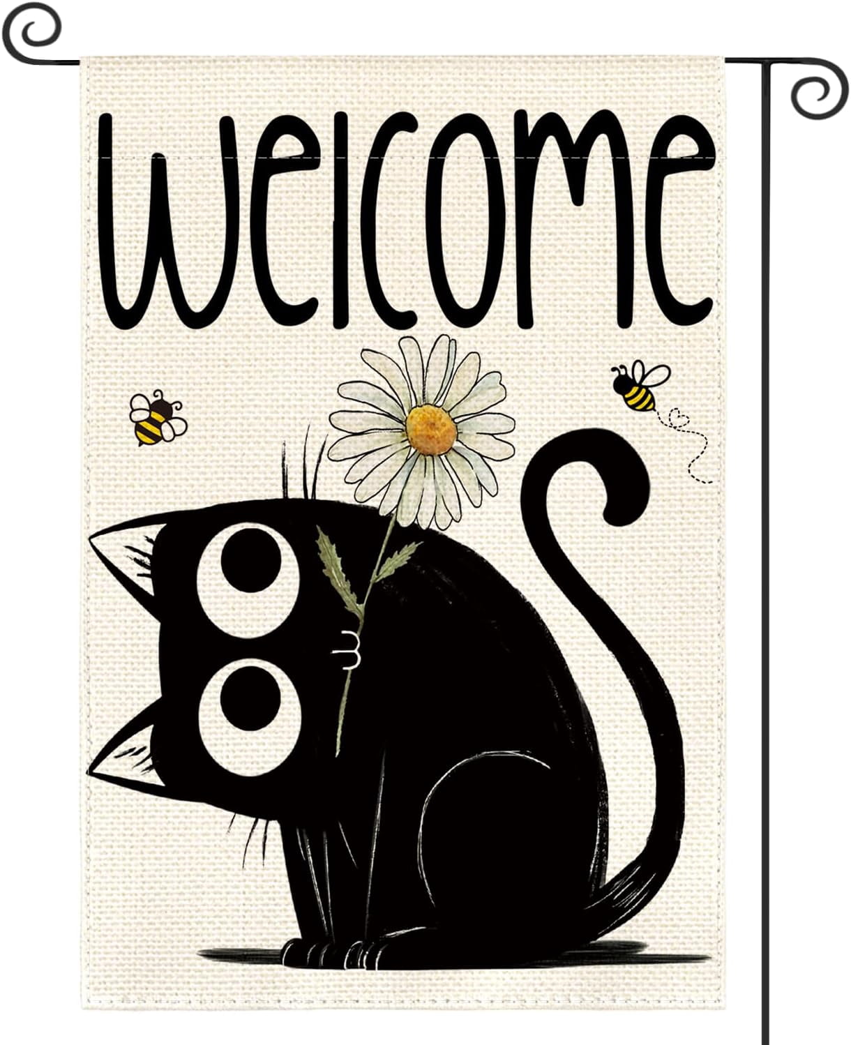 Black Cat Spring Summer Garden Flag 12x18 Inch Double Sided Outside ...