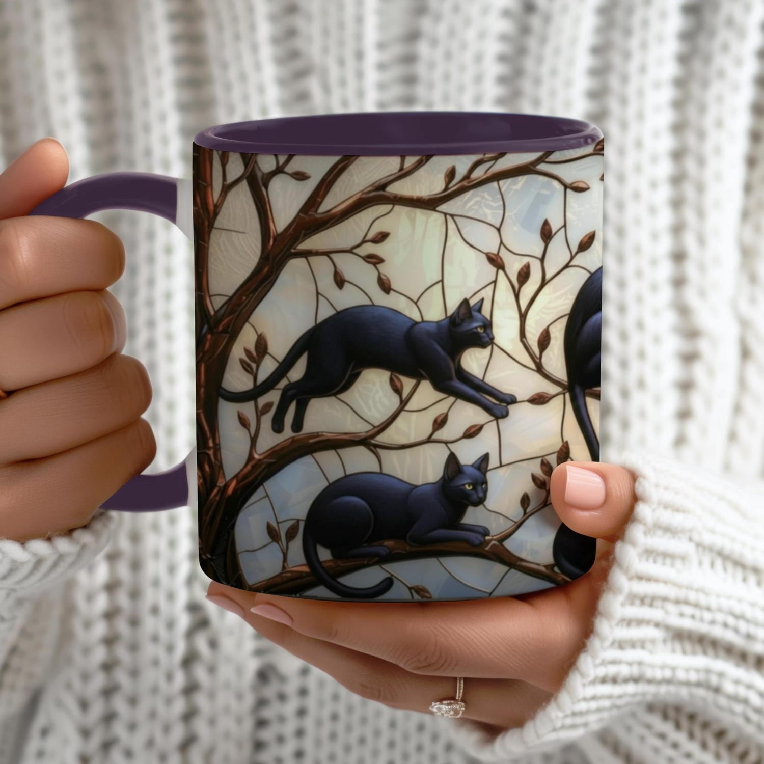Black Cat Stained Glass Style Mug, Faux Art Cup - Walmart.com