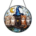 Black Cat Stained Glass Style Suncatcher Window Hanging Decor, Cute ...