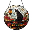 Black Cat Stained Glass Suncatcher – Library Bookshelf Window Hanging ...