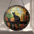 Black Cat Stained Glass Suncatcher: Vintage Bookshelf Window Ornament ...