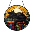 Black Cat Stained Glass Suncatcher Window Hanging, Cozy Reading Corner ...