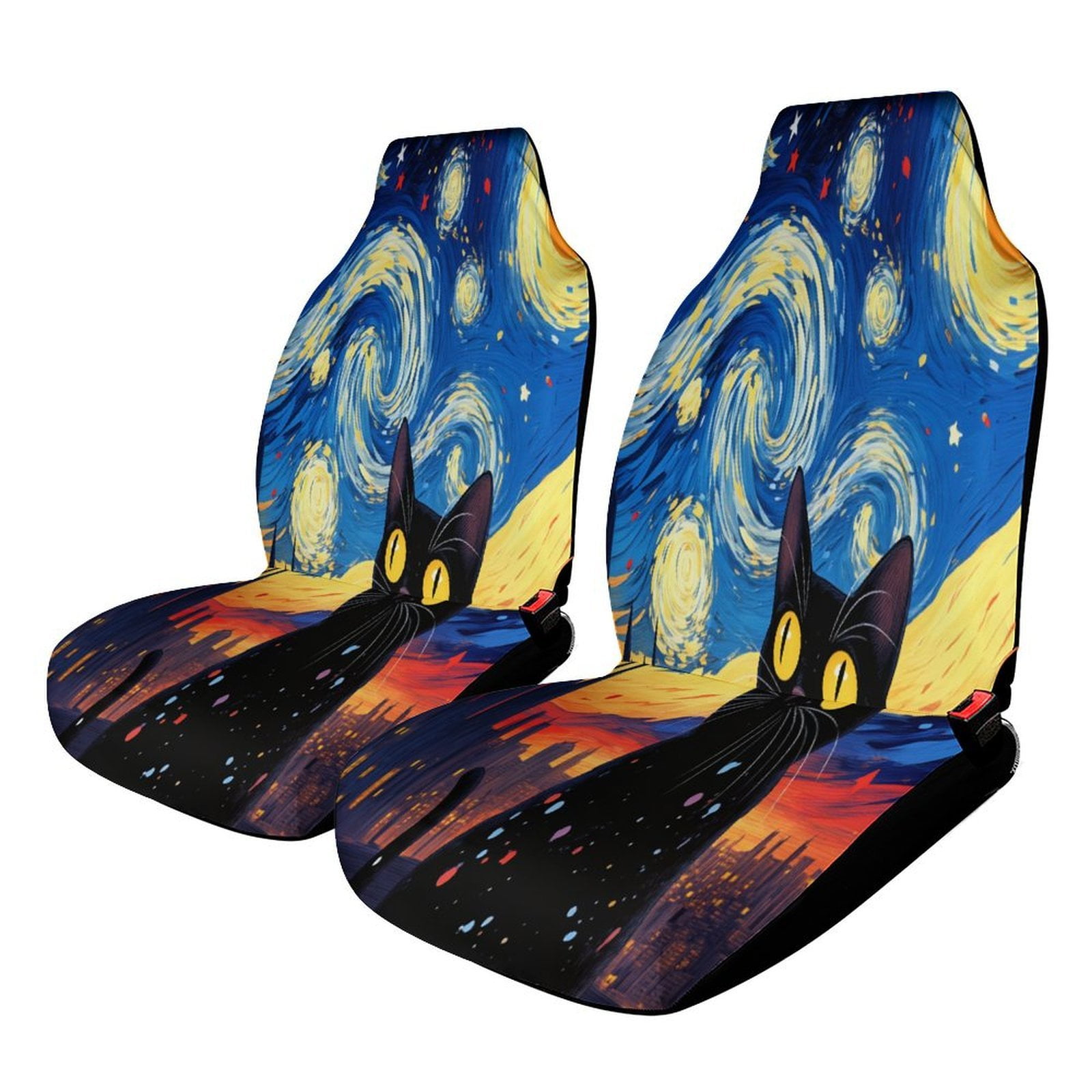 Black Cat Starry Night-2 Set of 2 Car Seat Covers Seat for Carseats ...