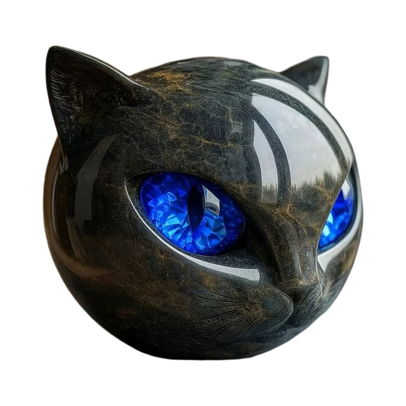 Black Cat Stone Cat Head Sculpture Marble Texture Healing Stones Black ...