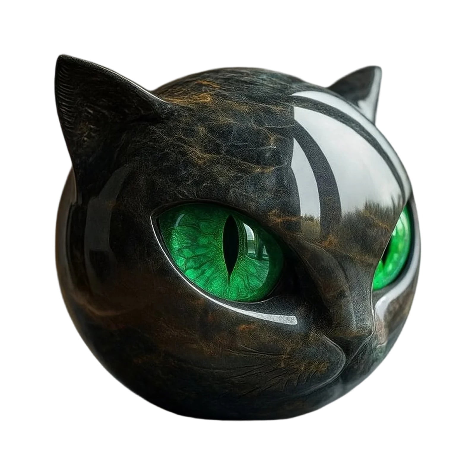 Black Cat Stone Cat Head Sculpture Marble Texture Healing Stones Black ...
