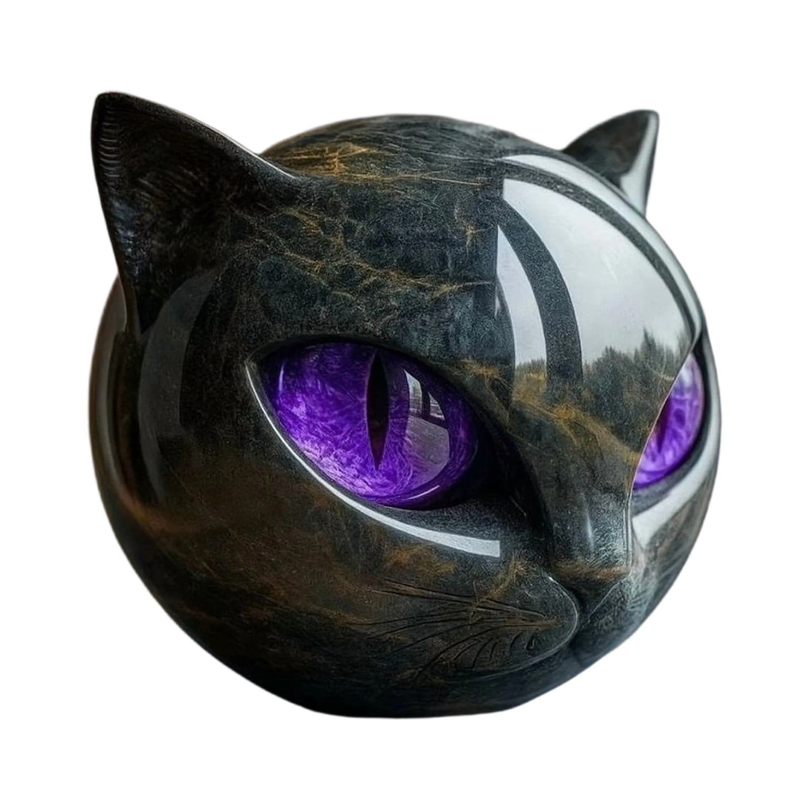 Black Cat Stone Cat Head Sculpture Marble Texture Healing Stones Black ...