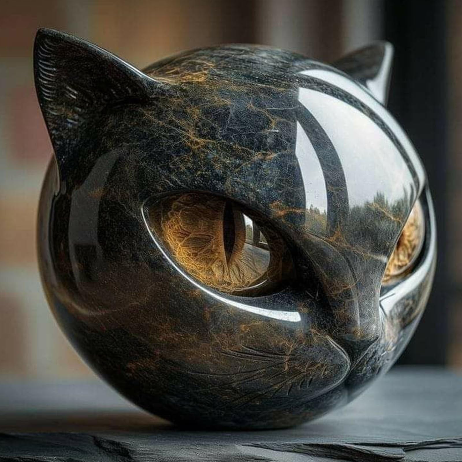 Black Cat Stone Sculpture – Elegant Home Décor & Gift-Ready Art Piece ...