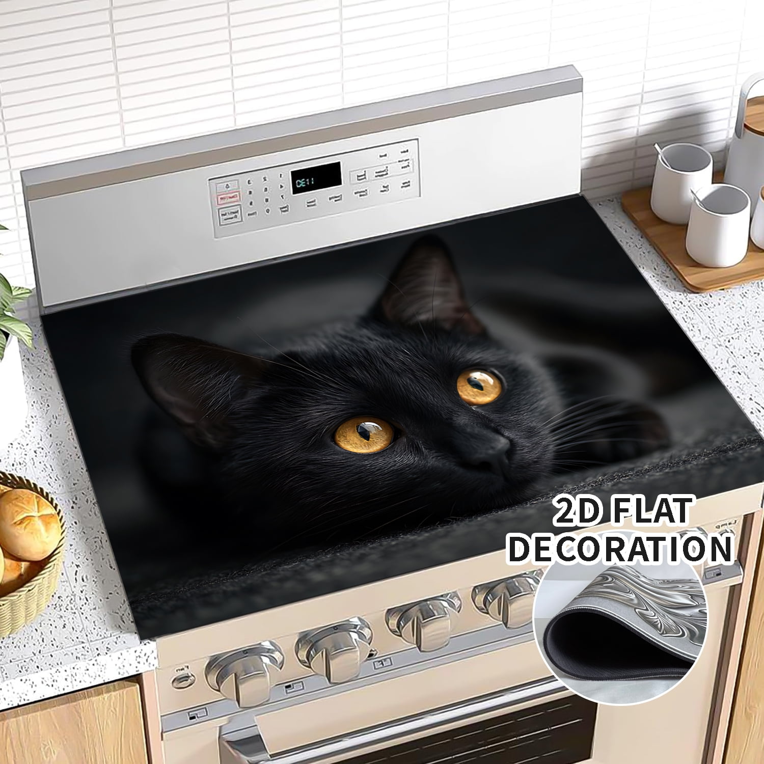 Black Cat Stove Top Cover for Electric Stove, 20x28 In Stove Covers ...
