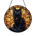Black Cat Sunset Stained Glass Style Ornament Window Hanging, Evening ...