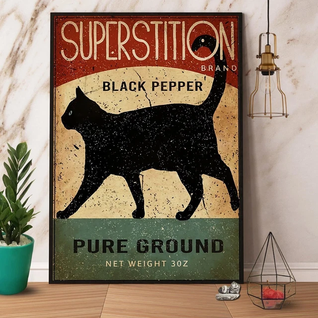 Black Cat Superstition Black Pepper Pure Ground Satin Poster, Wall Art ...