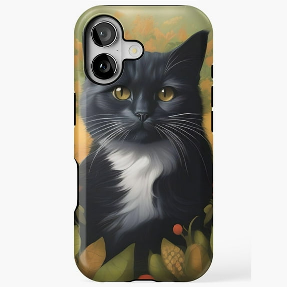 Black Cat Surrounded by Blooming Garden Flowers iPhone Case 17 to 11 ...