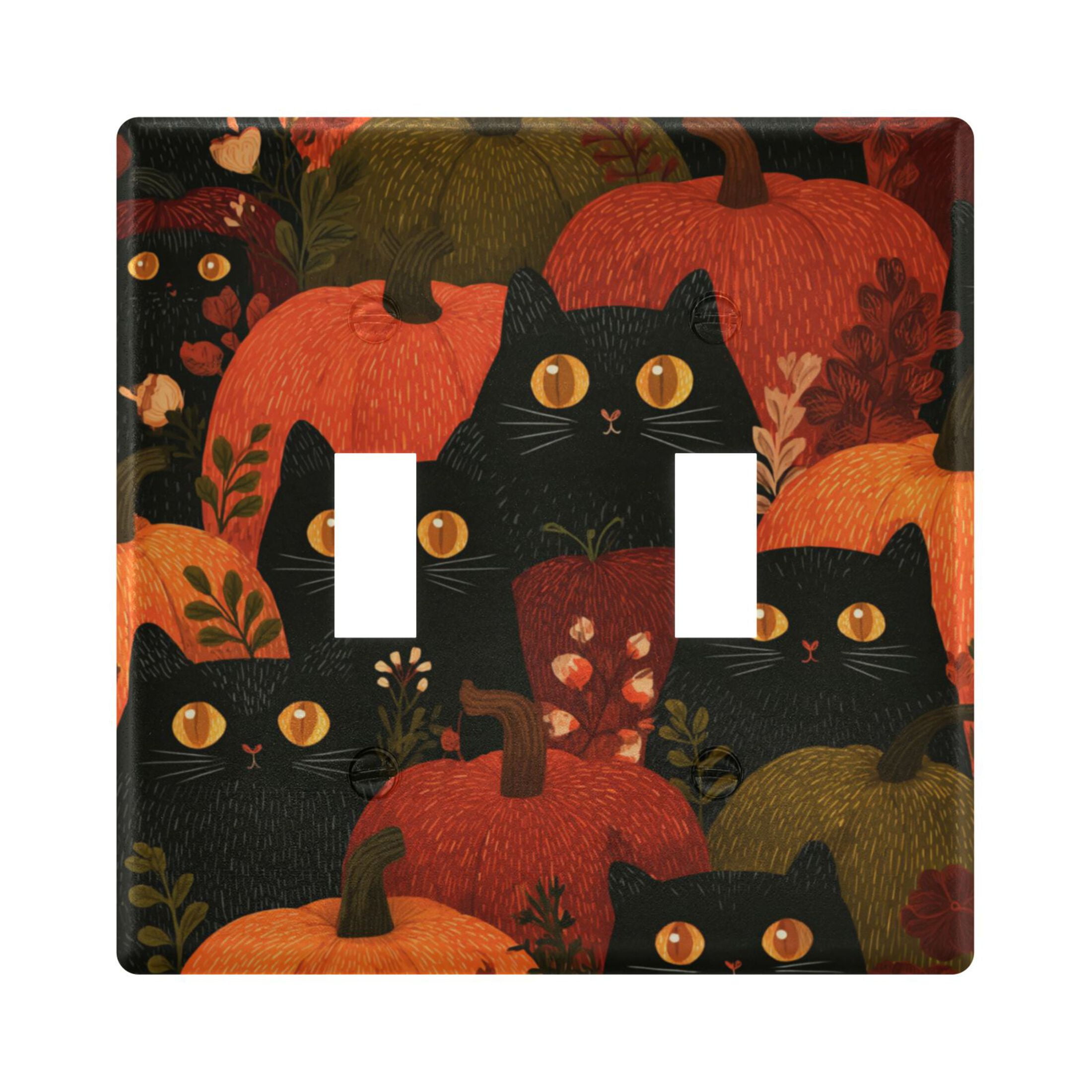 Black Cat Surrounded by Pumpkins Decorative Light Switch Plates Switch ...