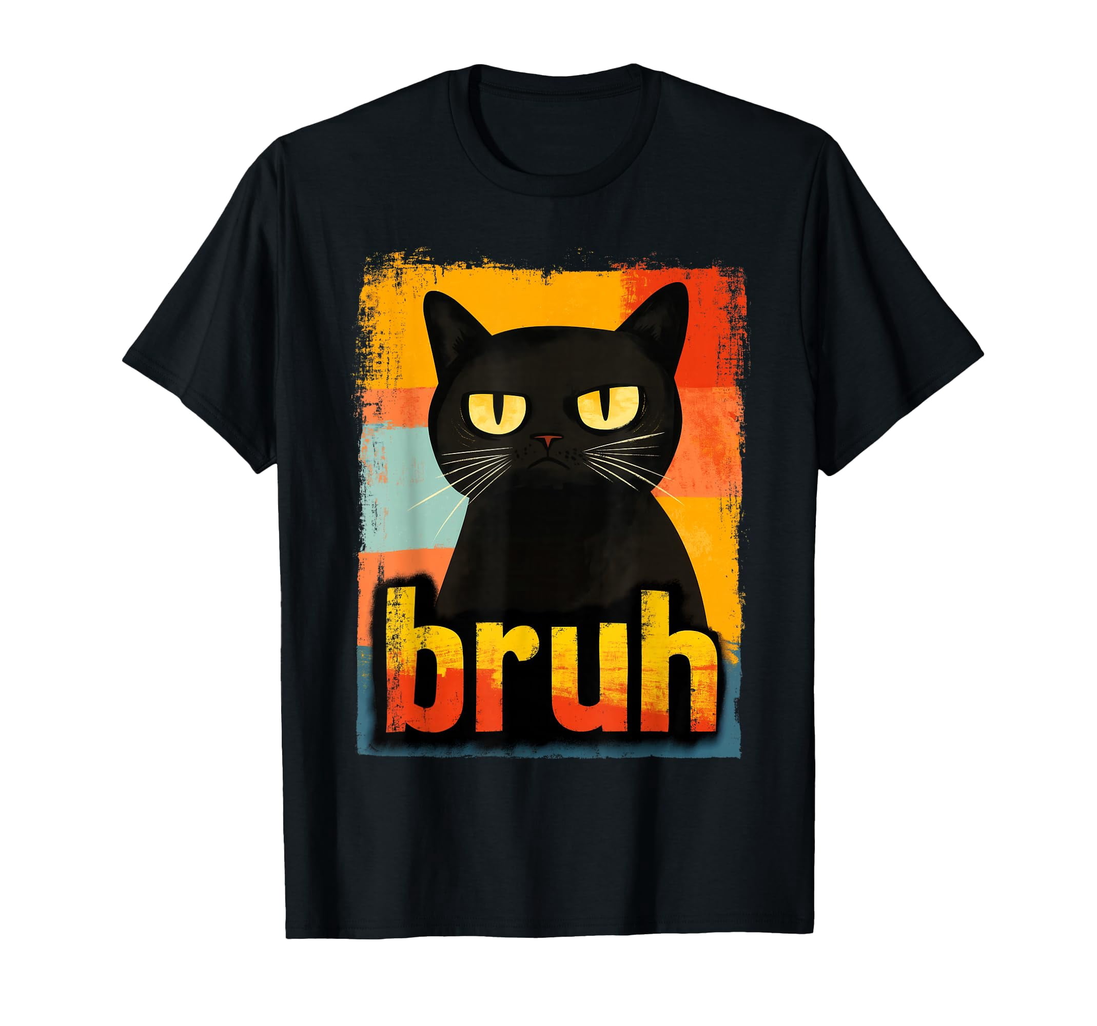 Funny Cat Bruh Meme Graphic T-Shirt for Teens and Adults - Black Cat ...