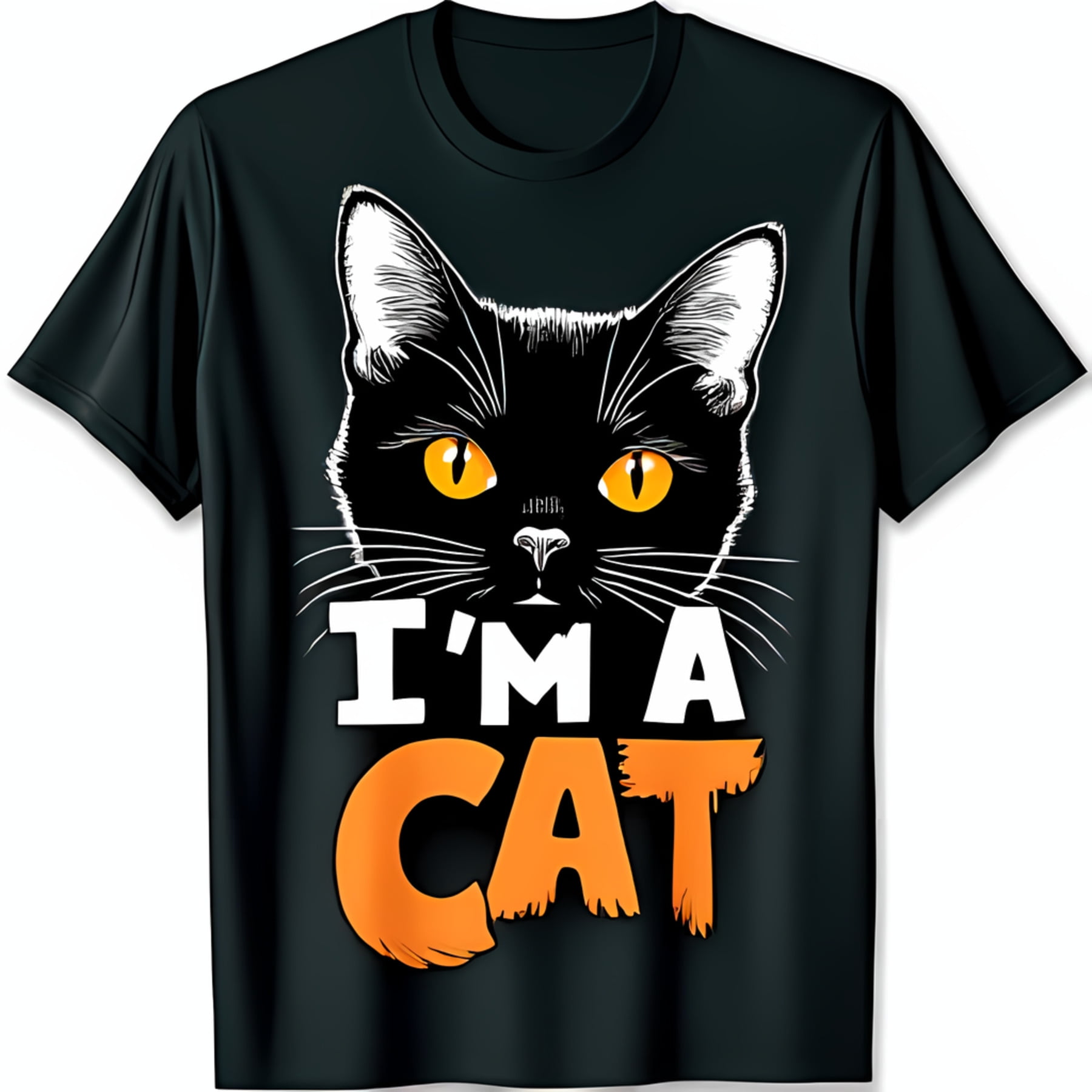 Black Cat T-Shirt with Eyes Funny I M A CAT Graphic Tee - Walmart.com