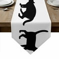 Black Cat Table Runner Linen Burlap Table Runner 72 Inches Long Modern ...