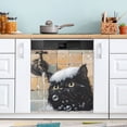 Black Cat Taking A Bath in The Bathroom Dishwasher Magnet Cover ...
