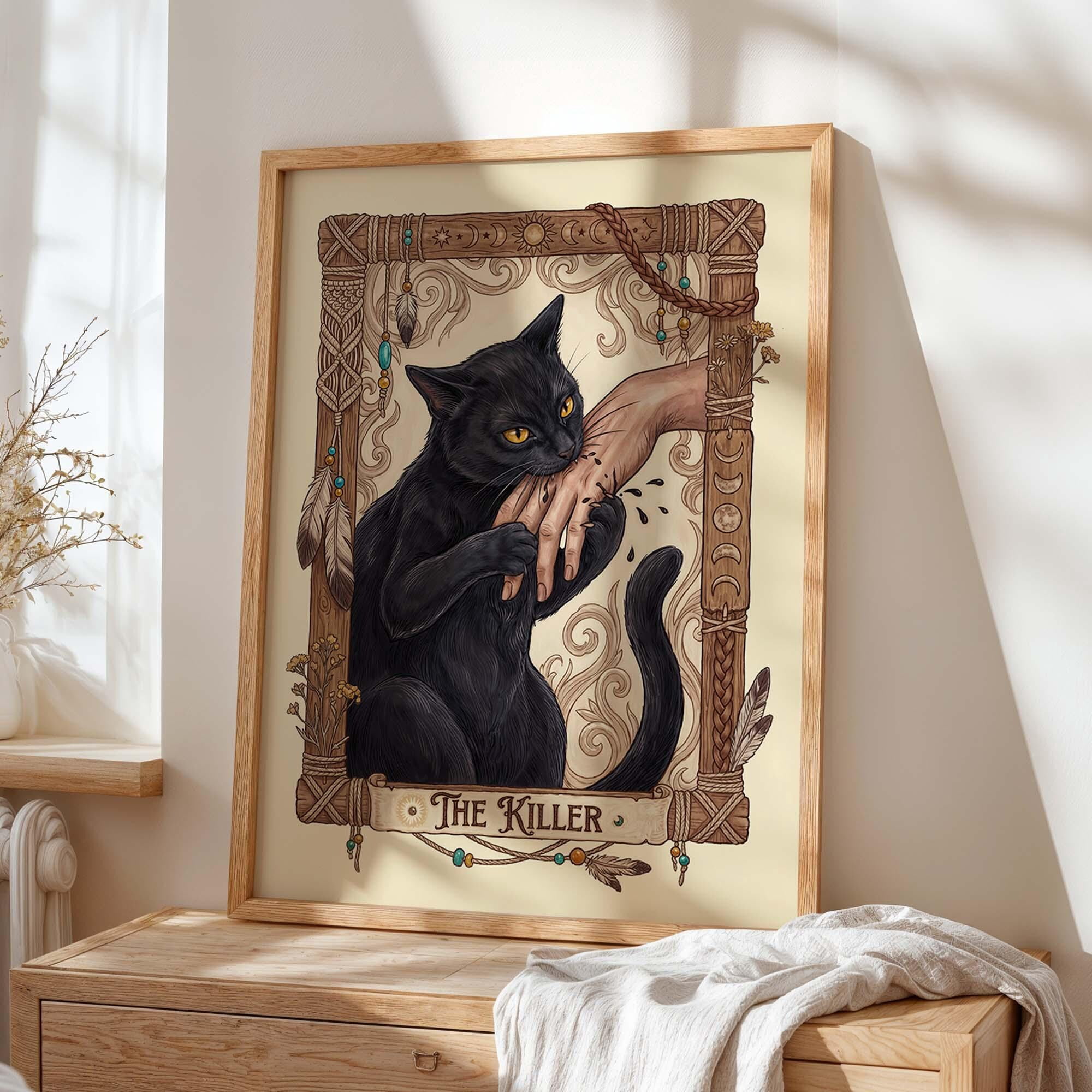 Black Cat Tarot ampquotThe Killerampquot Card Print Witchy Boho ...
