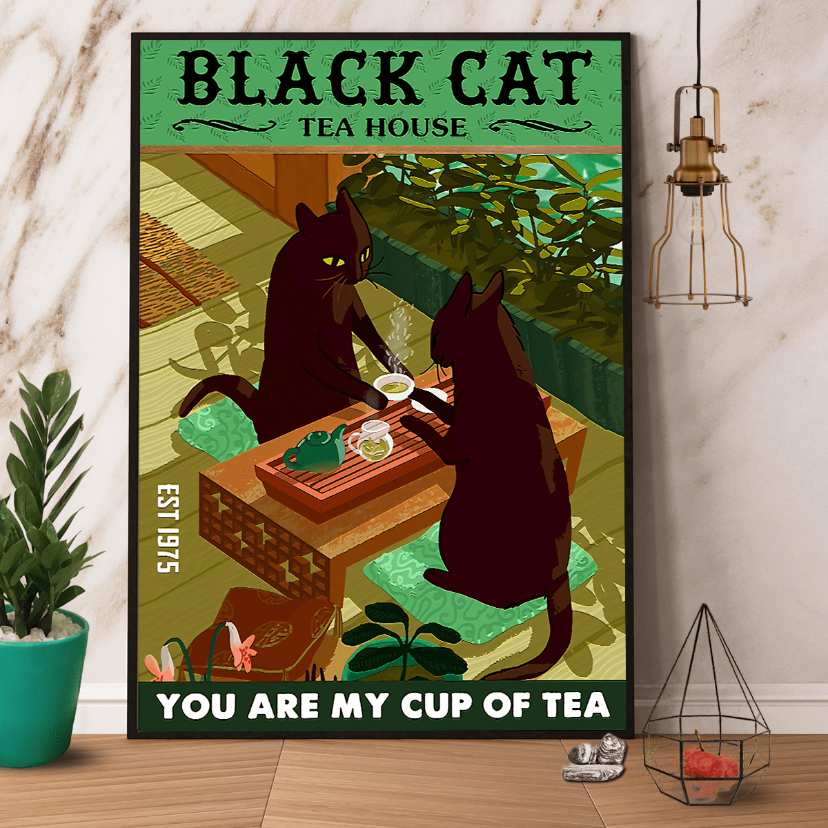 Black Cat Tea House Paper Poster No Frame Matte Wall Art Decor 11 x 17 ...