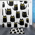 Black Cat Texture Bathroom Accessory Sets Waterproof Shower Curtain ...