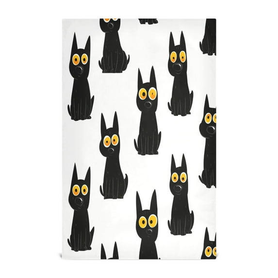 Black Cat Texture Design Kitchen Towels Dishcloth Decorative Waffle ...