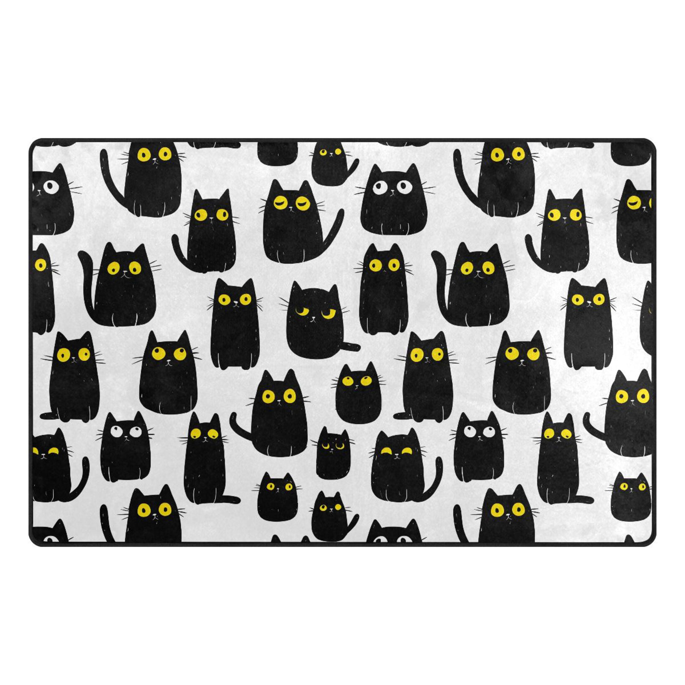 Black Cat Texture Memory Foam Area Rug 60"x39" Non Slip, Absorbent ...
