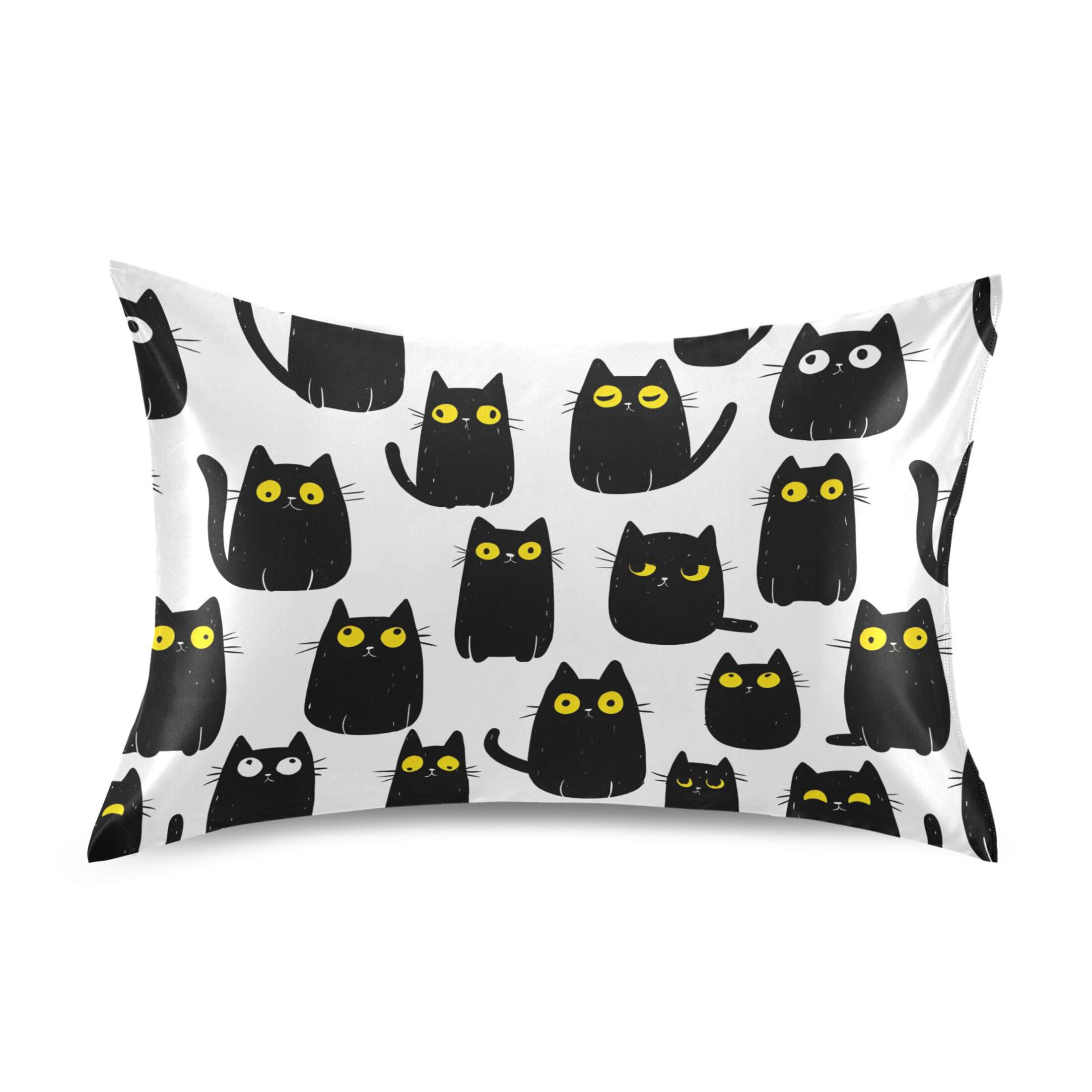 Black Cat Texture Pillowcase Standard Size Luxury Silky Soft Wrinkle ...