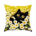 Black Cat Throw Pillow Cover,18 x 18 Inch Floral Decorative Patterned ...