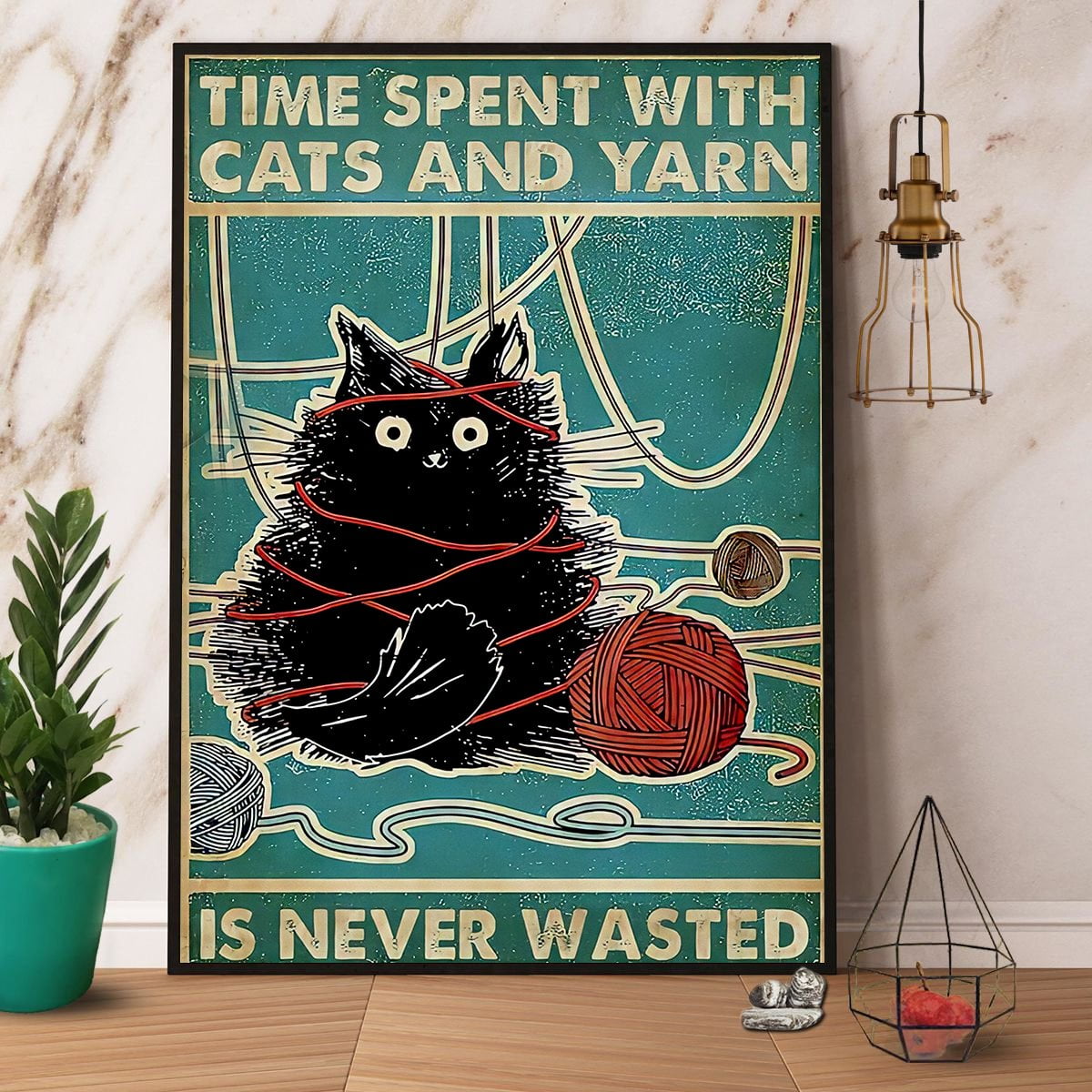 Black Cat Time Spent With Cats And Yarn Is Never Wasted Poster No Frame ...