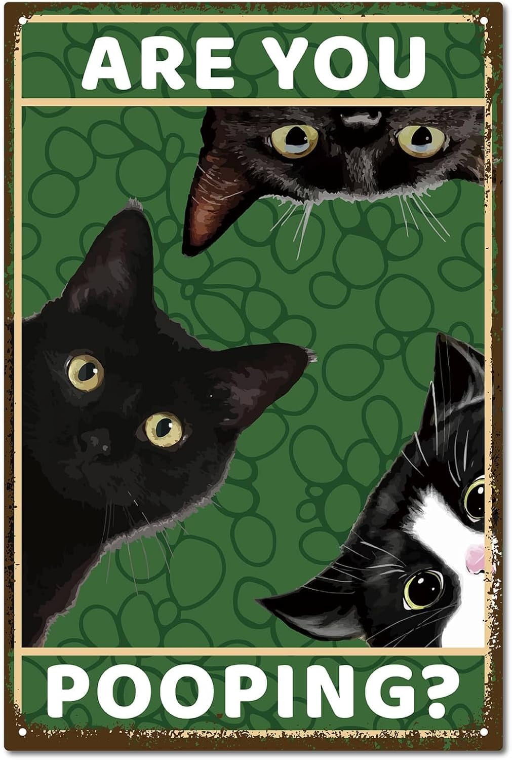 Black Cat Tin Sign Vintage Metal Sign Are You Pooping Bathroom Poster ...