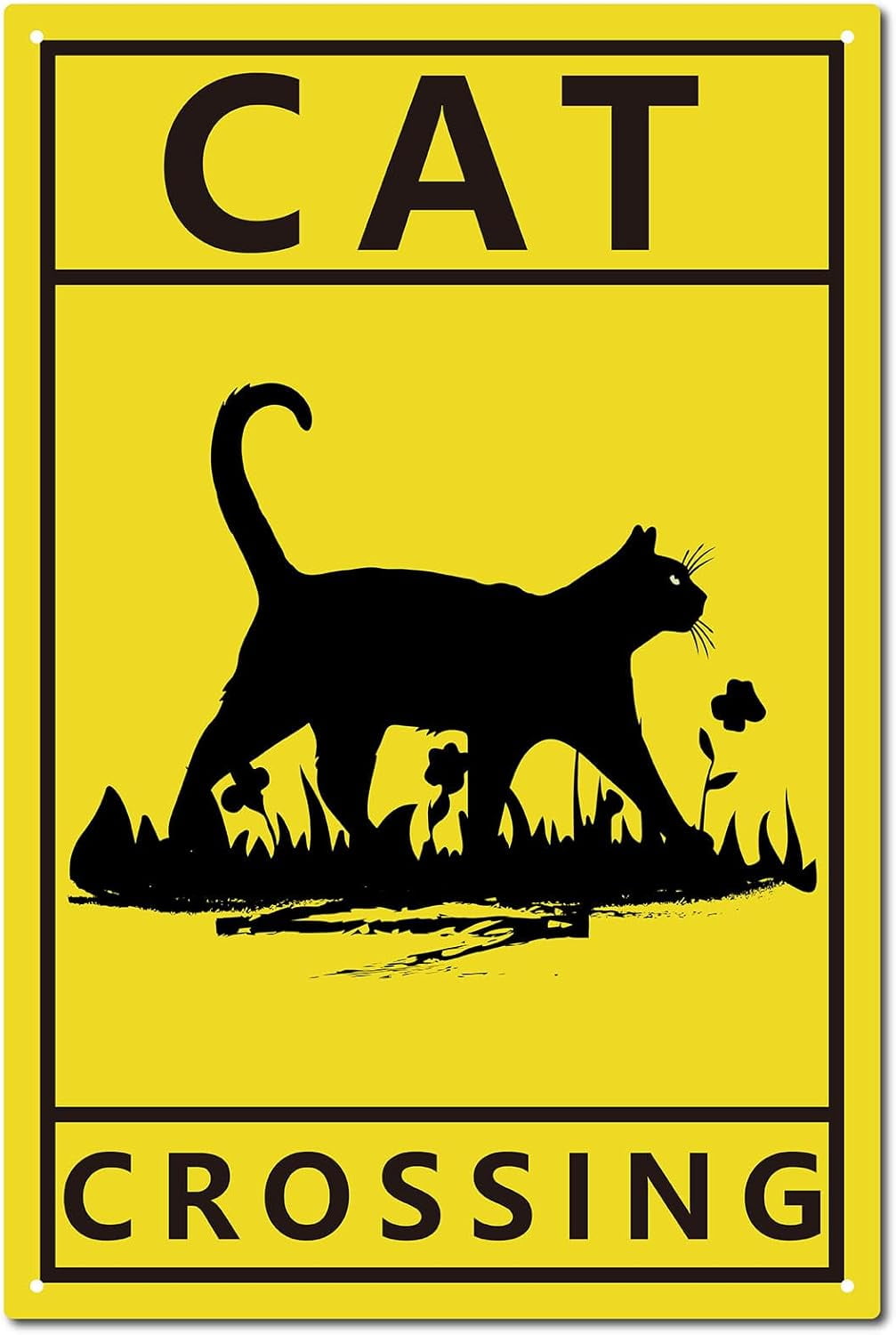 Black Cat Tin Sign Vintage Metal Sign Poster Retro Painting Plaque Iron ...