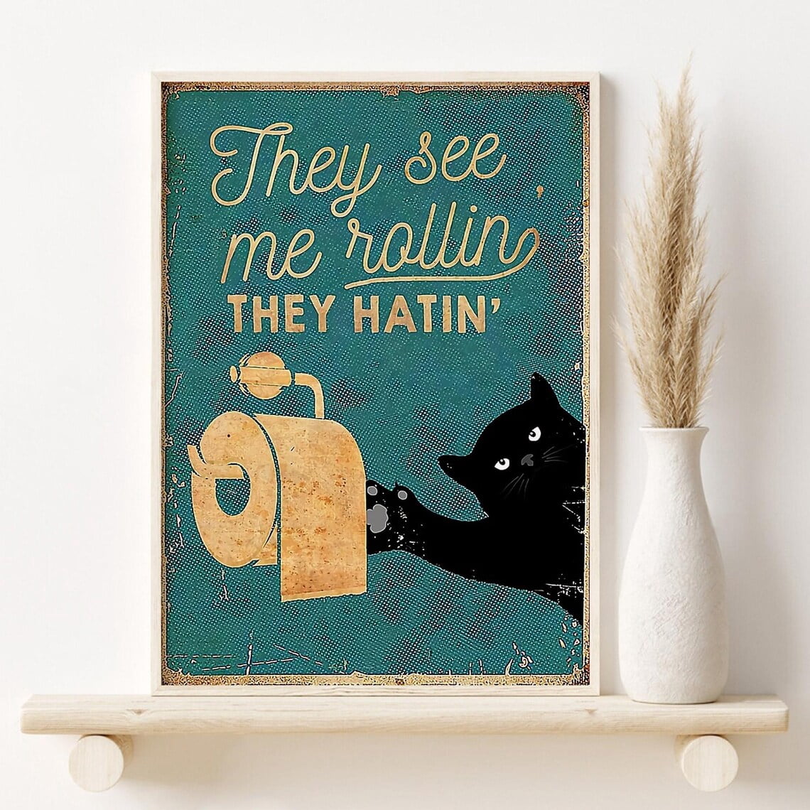 Black Cat Toilet Paper Print, They See Me Rollin They Hatin Print ...