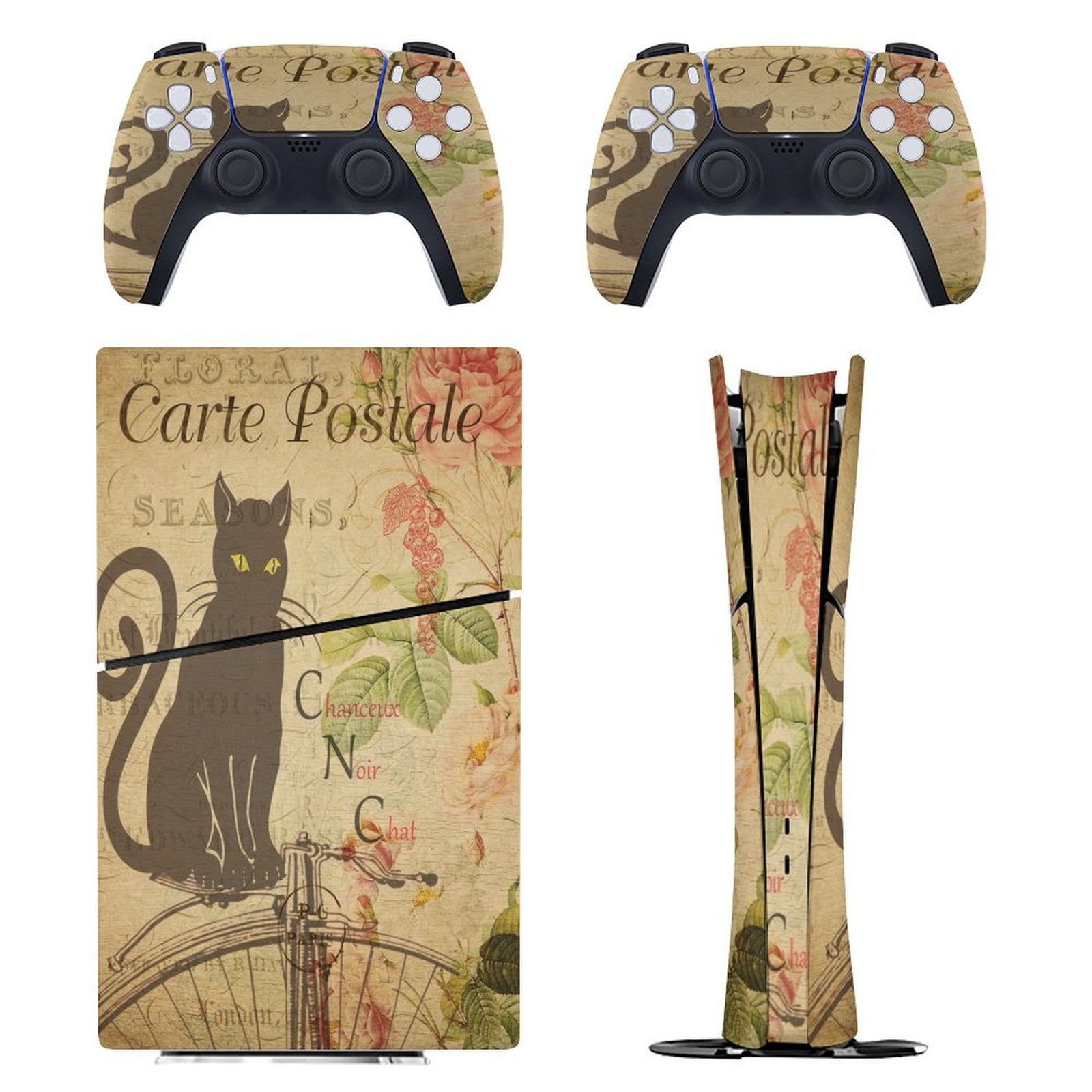 Black Cat, Vintage, Card PS5/PS5 Slim Digital Disc Skin Sticker For ...