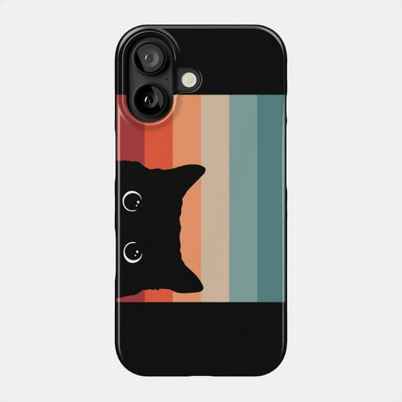 Black Cat Vintage Retro Style Phone Case for Apple iPhone 11-17 Series ...