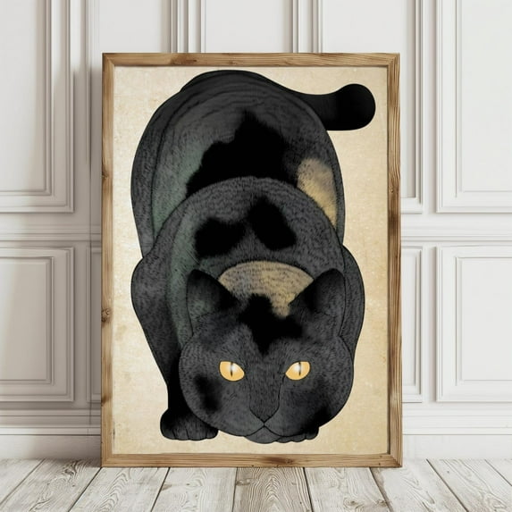 Black Cat Wall Art, Animal Illustration Print, Cat Lover Gift Home ...