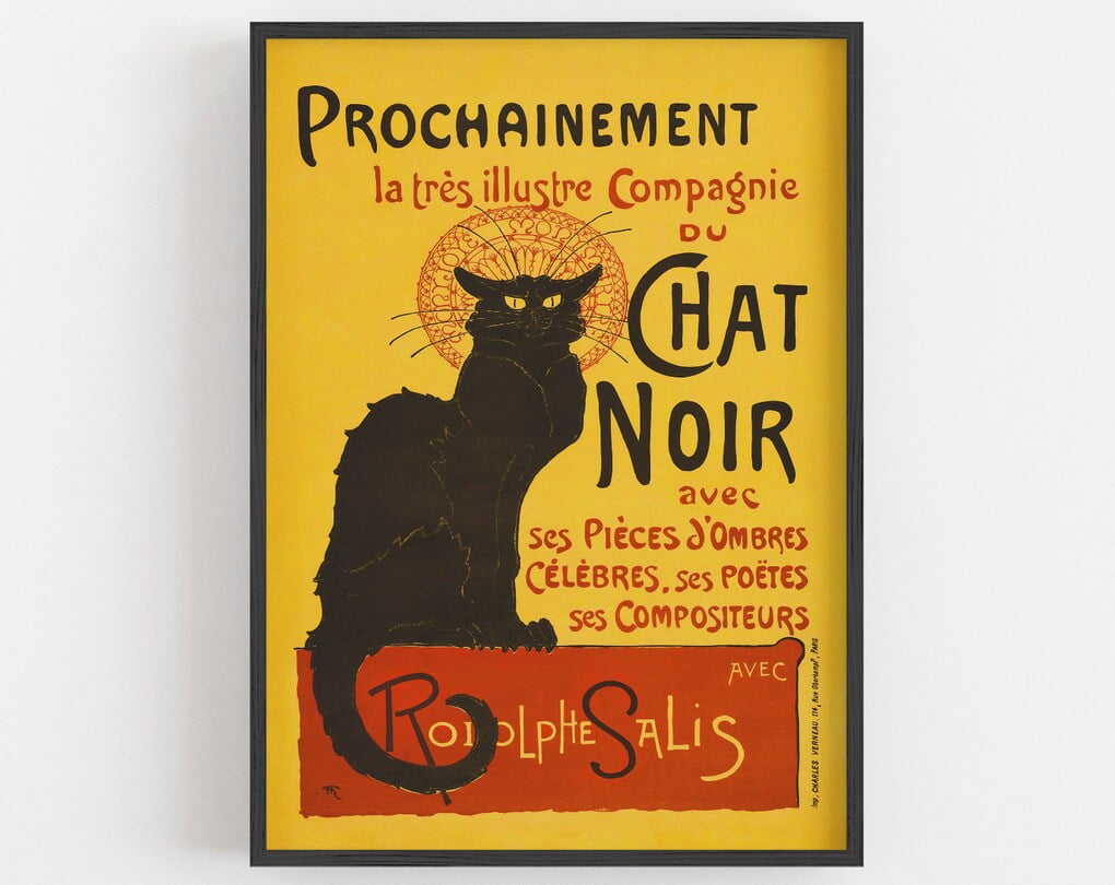 Black Cat Wall Art, Chat Noir Print, Vintage Poster Art, Classic Poster ...