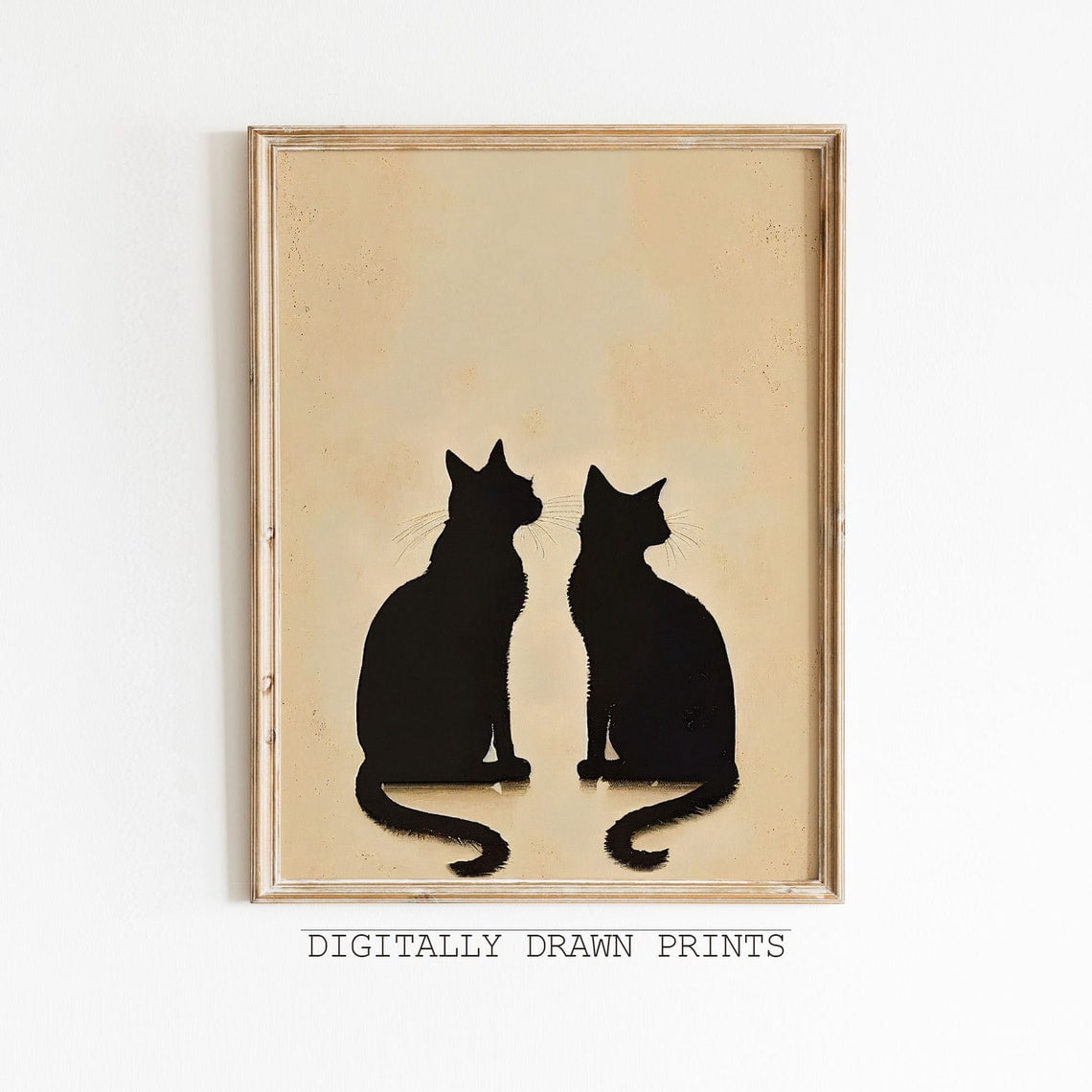 Black Cat Wall Art Fall Nursery Decor, Stretched Canvas Size 16x24 ...