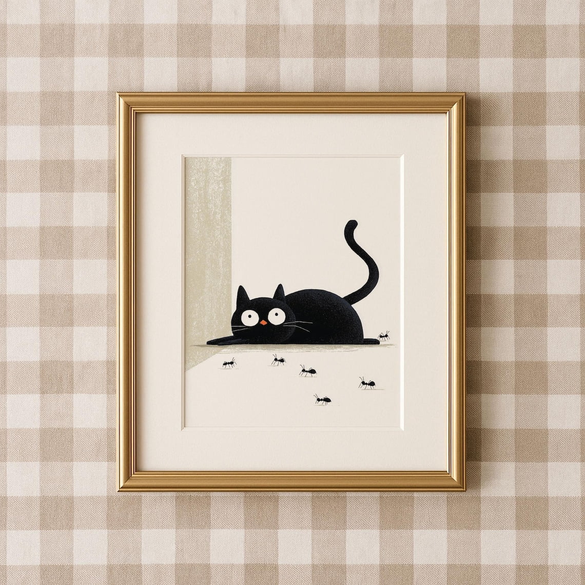 Black Cat Wall Art Minimalist Cat Print Cute Cartoon Cat Illustration ...
