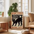 Black Cat Wall Art Nine Lives None Left Poster Modern Minimalist ...
