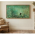 Black Cat Wall Art Poster, Cute Peeking Cat In Wildflower Meadow ...