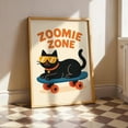 Black Cat Wall Art Zoomie Zone Cool On Skateboard Retro With Sunglasses ...