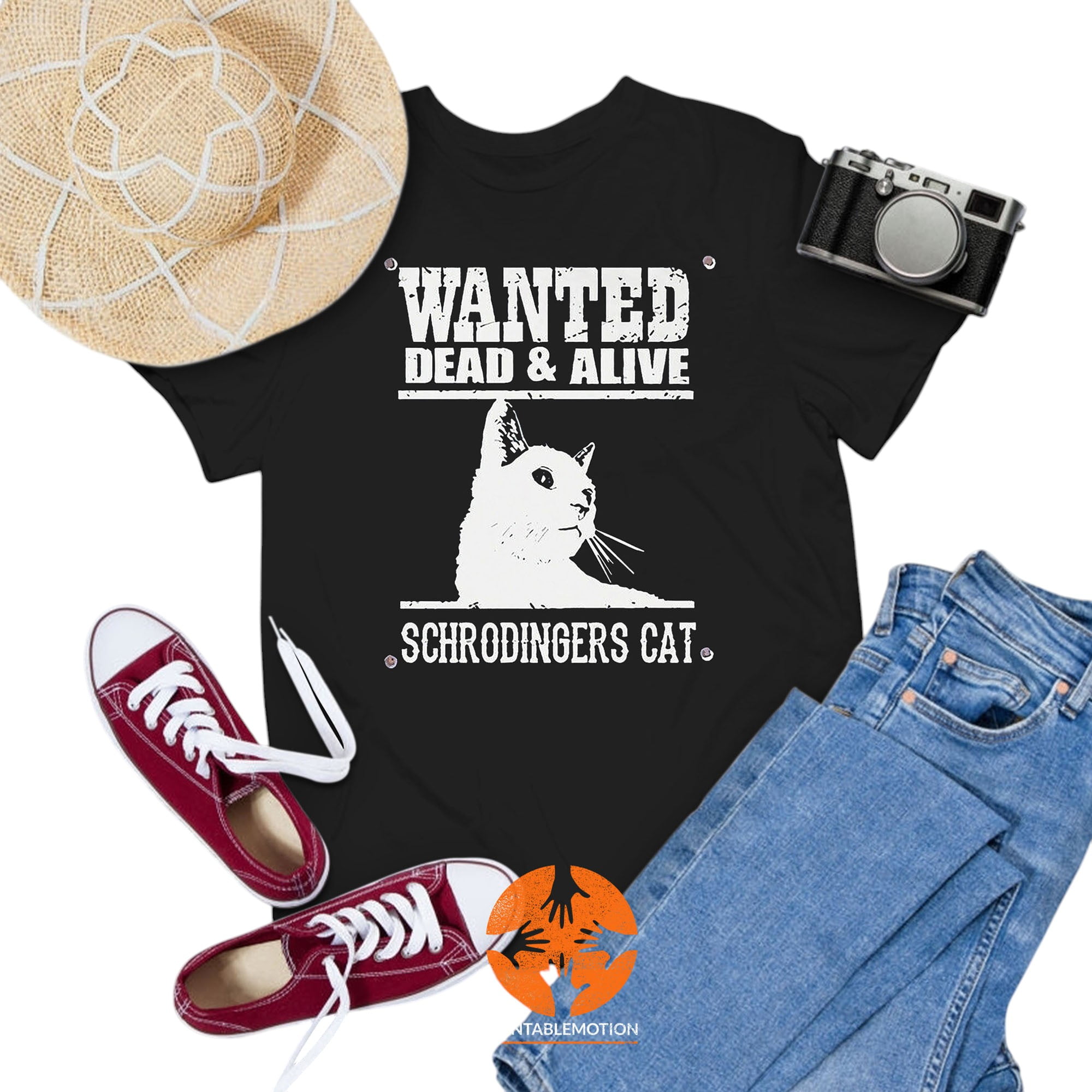 Black Cat Wanted Dead Alive Schrodinger'S Cat Vintage Unisex Classic 2D ...