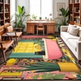 Black Cat Washable Area Rug 4 x 6 ft Pink Bathtub Green Leaf Whimsical ...